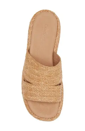 CHOCOLAT BLU Larra Platform Slide Sandal - Toast Raffia