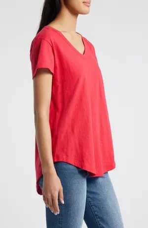 APNY V-neck High-low T-shirt - Red