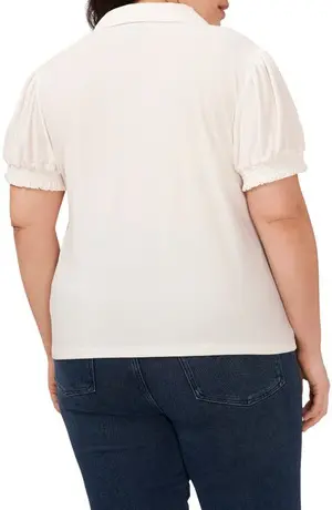 CECE DUPRAZ Puff Sleeve Crepe Knit Top