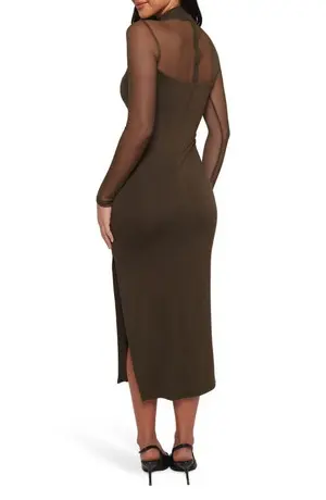 PETAL & PUP Farrow Long Sleeve Midi Dress - Olive