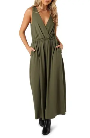 PETAL & PUP Miya Wide Leg Jumpsuit - Olive