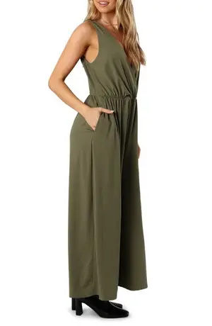 PETAL & PUP Miya Wide Leg Jumpsuit - Olive