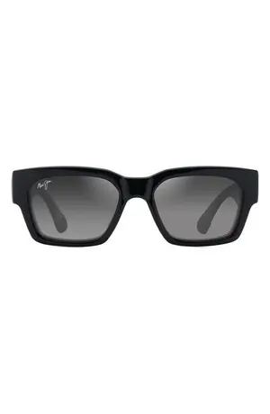 Maui Jim Square Sunglasses - Shiny Black/ Light Grey