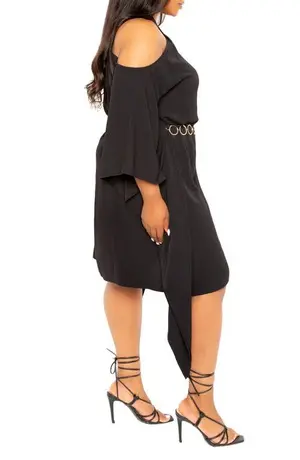 BUXOM COUTURE Cross Halter Belted Tunic Dress