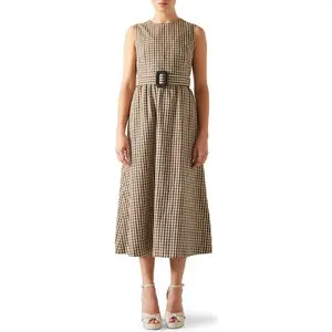 LK BENNETT Rae Gingham Check Sleeveless Midi Dress