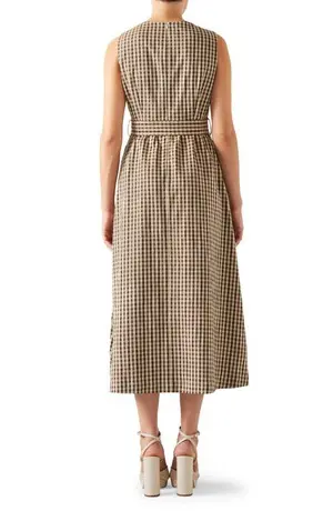 LK BENNETT Rae Gingham Check Sleeveless Midi Dress