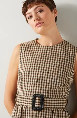 LK BENNETT Rae Gingham Check Sleeveless Midi Dress
