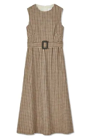 LK BENNETT Rae Gingham Check Sleeveless Midi Dress