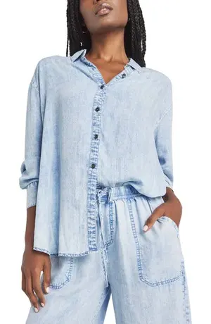 Splendid Bleached Denim Button-up Shirt