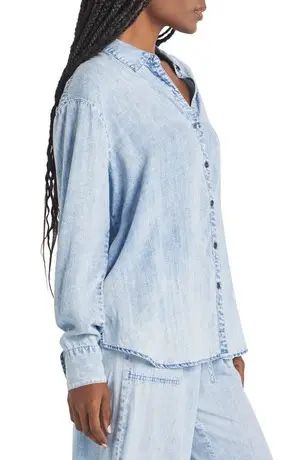 Splendid Bleached Denim Button-up Shirt - Bleached Indigo