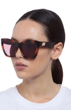 Le Specs Vamos 57mm Cat Eye Sunglasses - Tort