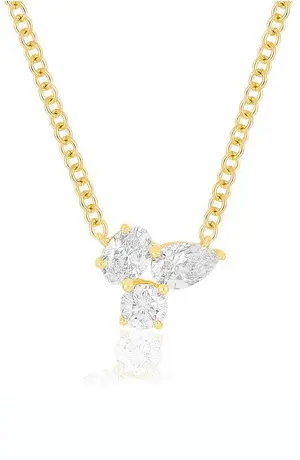 Ef Collection Triple Diamond Cluster Pendant Necklace