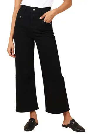 PETAL & PUP Georgette High Waist Bootcut Pants - Black