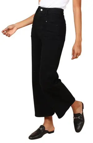 PETAL & PUP Georgette High Waist Bootcut Pants - Black