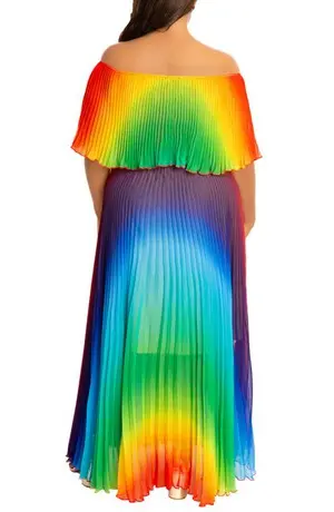 BUXOM COUTURE Floral Pleated Off-the-shoulder Maxi Dress - Multi