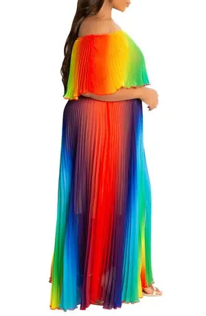 BUXOM COUTURE Floral Pleated Off-the-shoulder Maxi Dress - Multi