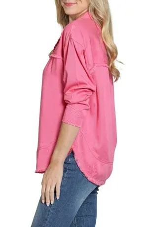APNY Grommet Henley Chambray Top - Pink