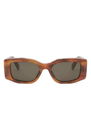 Celine CELINE Triomphe 53mm Rectangular Sunglasses Blonde Havana / Brown