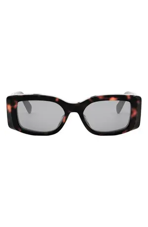 Celine Triomphe 53mm Rectangular Sunglasses - Dark Havana / Smoke