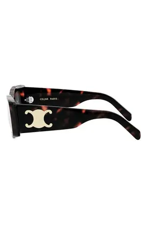 Celine Triomphe 53mm Rectangular Sunglasses - Dark Havana / Smoke