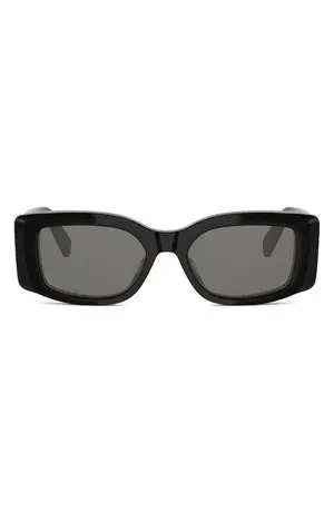 Celine Triomphe 53mm Rectangular Sunglasses - Shiny Black /smoke/gold