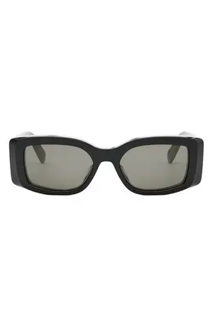 Celine Triomphe 53mm Rectangular Sunglasses - Shiny Black/smoke/silver