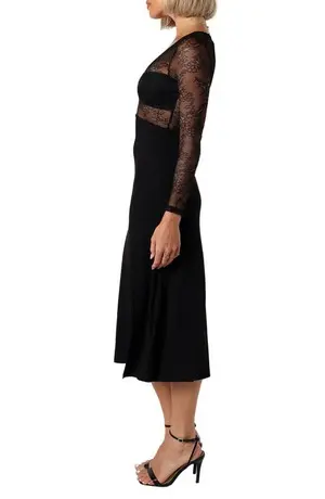 PETAL & PUP Addams Lace Inset Midi Dress