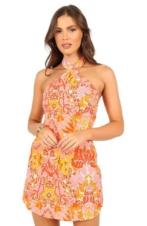PETAL & PUP Elyse Floral Halter Mini Dress