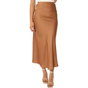 PETAL & PUP Nellie Satin Maxi Skirt - Bronze
