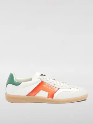 Santoni Lace-up Leather And Suede Sneakers - White 1
