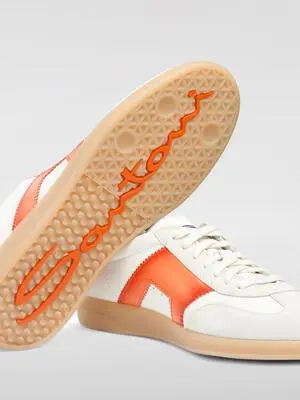 Santoni Lace-up Leather And Suede Sneakers - White 1