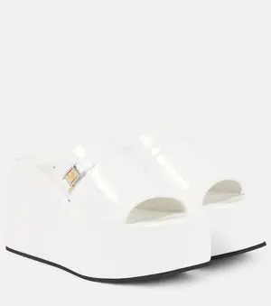 NODALETO Bulla Yelena Leather Platform Slides - White