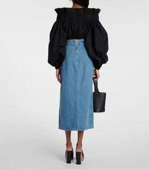 PATOU Bow-detail Ruffled Cotton Crop Top