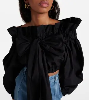 PATOU Bow-detail Ruffled Cotton Crop Top