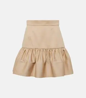 PATOU Ruffled Cotton Gabardine Miniskirt - Beige