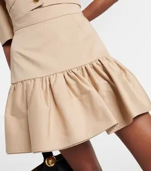 PATOU Ruffled Cotton Gabardine Miniskirt - Beige