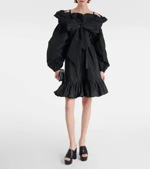 PATOU Bow-detail Ruffled Faille Minidress
