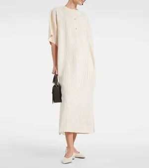 TOTEME Pinstriped Midi Shirt Dress - White