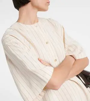 TOTEME Pinstriped Midi Shirt Dress - White