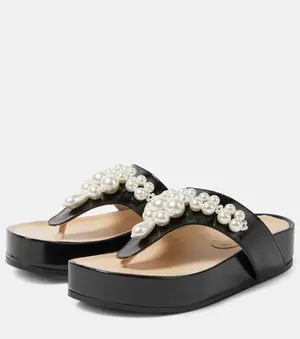 Simone Rocha Embellished Leather Thong Sandals