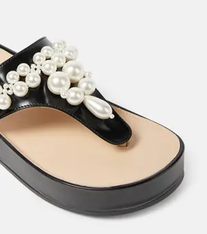 Simone Rocha Embellished Leather Thong Sandals