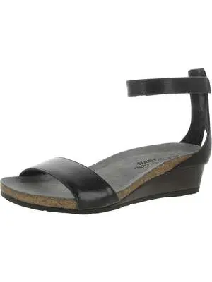 Naot Pixie Womens Leather Ankle Strap Wedge Sandals - Black