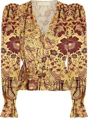 Ulla Johnson Women Ren Peplum Top Blouse In Amber - Orange