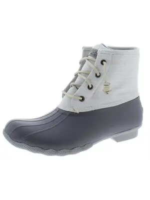 Sperry Saltwater Canvas Womens Waterproof Ankle Rain Boots - Grey