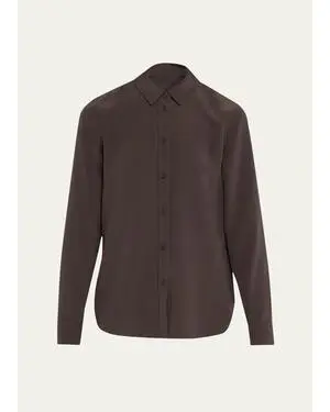 NILI LOTAN Gaia Silk Shirt - Chocolate
