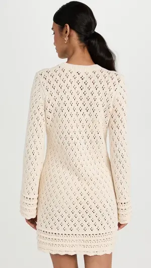 frame crochet dress FRAME Women's The Crochet Tide Dress | Dawn | Denim