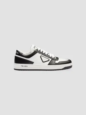 Prada Downtown Perforated Leather Sneakers White Black