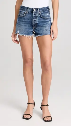 AGOLDE Parker Vintage Cut Off Denim Shorts - Dark Swapmeet