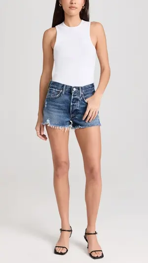 AGOLDE Parker Vintage Cut Off Denim Shorts - Dark Swapmeet