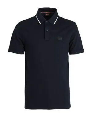 BOSS Man Polo Shirt Taupe Size S Cotton, Elastane Navy Blue